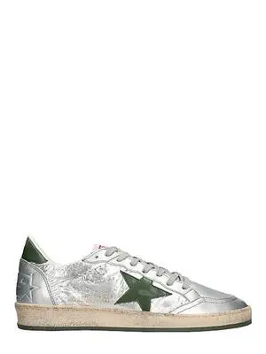 GOLDEN GOOSE Ball Star Metallic Low-Top Trainers Silver Com