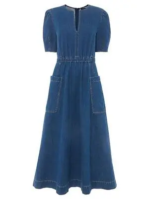 Whistles Denim Midi Dress - Blue