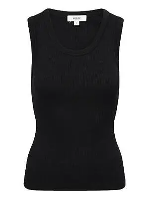 AGOLDE Poppy Ribbed Stretch-Woven Top Black