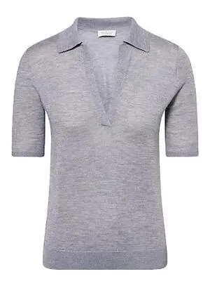 Gabriela Hearst Frank Regular-fit Cashmere-and-silk Knit Polo Shirt - Grey