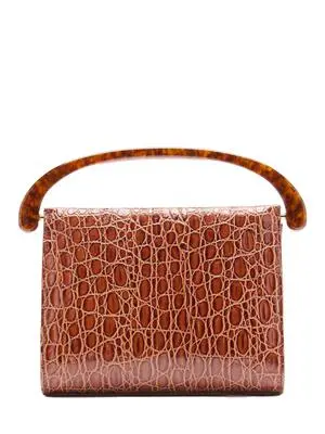 Dries Van Noten Croc-embossed Top Handle Bag - Brown