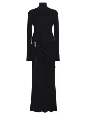 Brandon Maxwell The Lainey Draped Knit Gown - Black