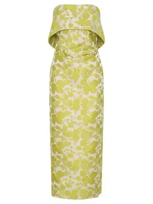Anna Quan Gretel Strapless Floral Brocade Midi Dress - Green