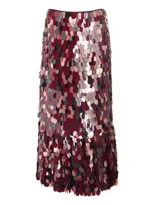 Dries Van Noten Paillette-embellished Midi Skirt - Burgundy