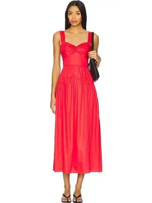 LA LIGNE Solid Poplin Midi Dress - Poppy