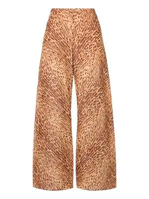 Zimmermann Cascadian Leopard-print Cotton-poplin Flared Pants - Brown