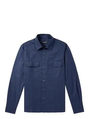 TOM FORD Cotton-twill Shirt - Blue
