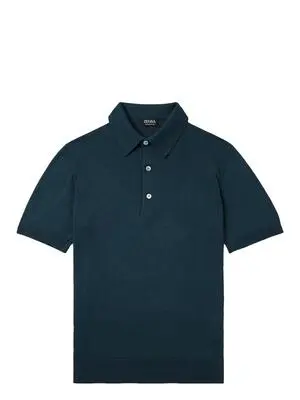 Zegna Slim-fit Cotton Polo Shirt - Blue