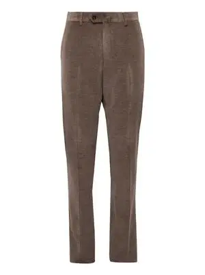 Caruso Slim-fit Straight-leg Corduroy Suit Trousers - Brown