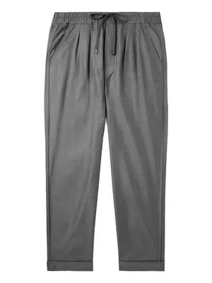 TOM FORD Straight-leg Silk-twill Drawstring Trousers - Gray