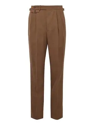 Dunhill Straight-leg Pleated Linen Trousers - Brown