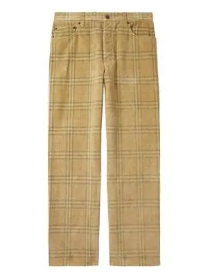 Burberry Straight-leg Checked Cotton-corduroy Trousers - Neutrals