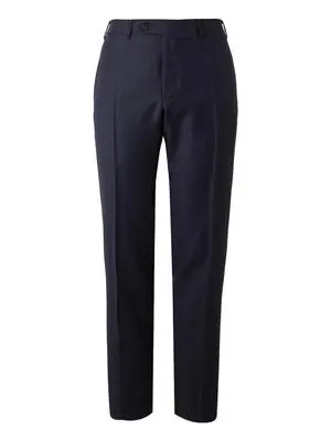 Canali Slim-fit Straight-leg Checked Super 130s Wool Suit Trousers - Blue