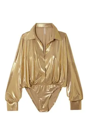 Norma Kamali Stretch-lamé Bodysuit - Gold