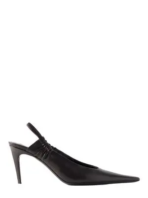 Saint Laurent Anne Marie Leather Slingback Pumps - Brown