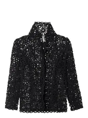 Norma Kamali Cotton-blend Open-knit Jacket - Black