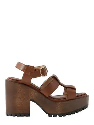 Gabriela Hearst Hera Leather Platform Sandals - Brown