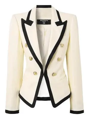 Balmain Button-embellished Woven Blazer - Ecru