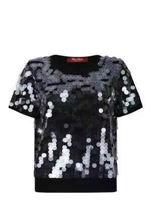 Max Mara Sequin-embellished Short-sleeve T-shirt - Black