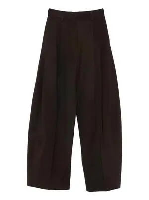 THELATEST Pleated Wide Leg Trousers - Brown