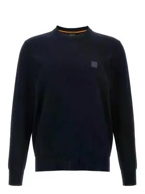 BOSS Logo-patch Crew-neck Sweater - Blue