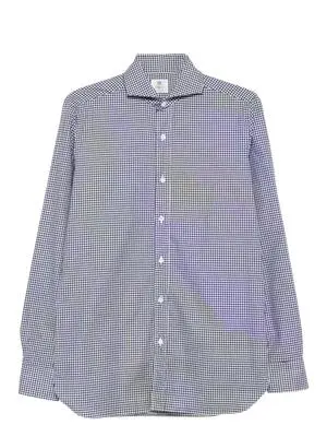 LUIGI BORRELLI Gingham-check Shirt - Blue