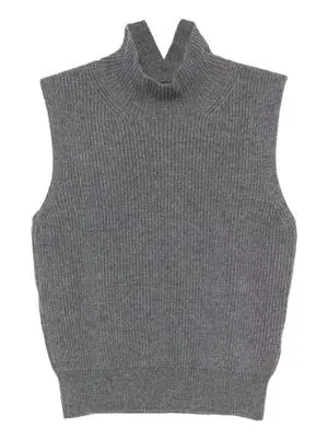 DONDUP Ribbed-knit High-neck Top - Grey
