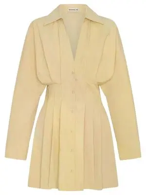NICHOLAS Fabienne Pleated Shirt Dress - Neutrals