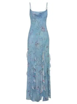 NICHOLAS Kamila Floral-Print Maxi Dress Blue