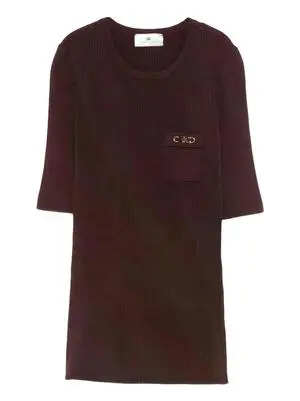 Elisabetta Franchi Ribbed T-shirt - Brown