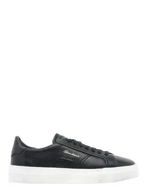 Santoni Round-toe Leather Sneakers - Black