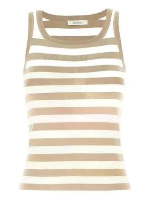 Max Mara Striped Ribbed-Knit Top White