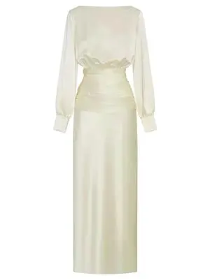 NICHOLAS Samina Open-back Gathered Dress - Neutrals