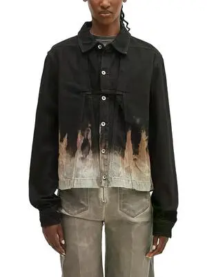 Rick Owens Flame-print Denim Jacket - Black