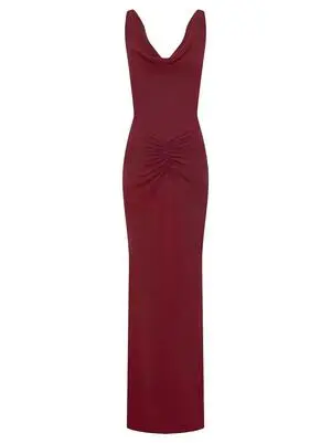 NICHOLAS Calia V-neck Draped Maxi Dress - Red