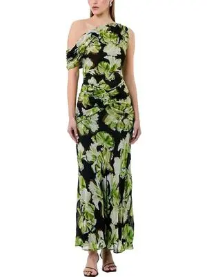 NICHOLAS Draya Floral-Print Maxi Dress Opal Geo-plum