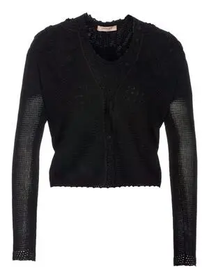 TWINSET Floral-embroidered Knitted Sweater - Black
