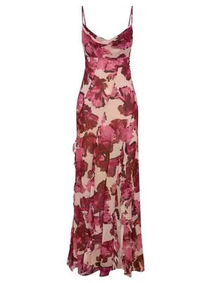 NICHOLAS Kamila Floral-Print Ruffled Maxi Dress Pink