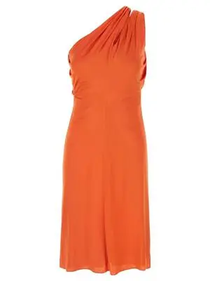 Versace One-shoulder Draped Midi Dress - Orange