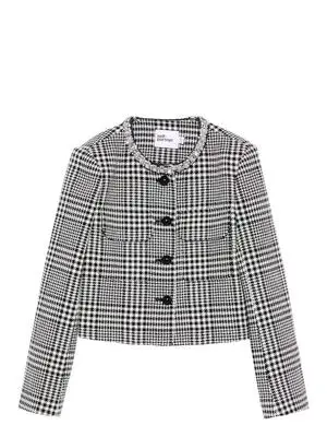 SELF-PORTRAIT Houndstooth Cropped Jacket - Black