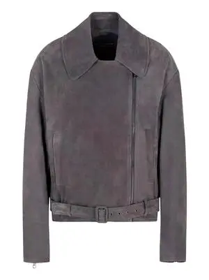 Emporio Armani Belted Asymmetrical-zip Jacket - Grey