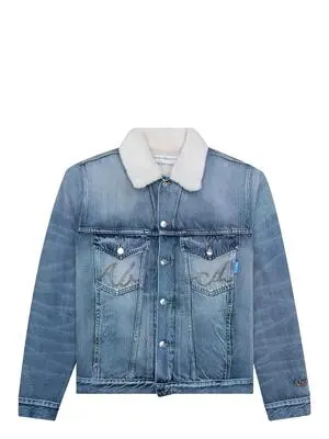 ADVISORY BOARD CRYSTALS Shearling-lined Denim Jacket - Blue
