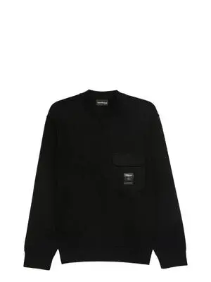 Emporio Armani Crew Neck Sweatshirt With Patch Pocket - Black