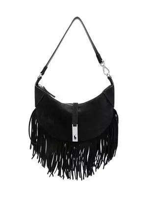 Polo Ralph Lauren Fringed Suede Shoulder Bag - Black