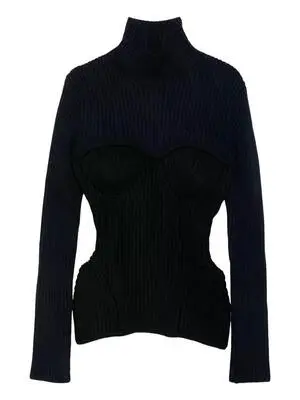 JEAN PAUL GAULTIER Merino Wool-blend Top - Black