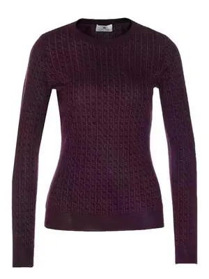 Elisabetta Franchi Patterned Jacquard Long-sleeve Top - Purple