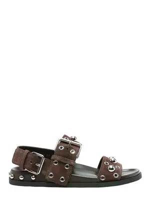 Valentino Garavani Stud-embellished Sandals - Brown