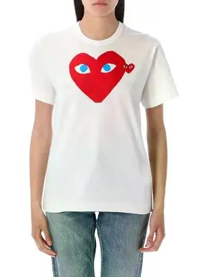 Play Comme Des Garcon Heart-print Logo Patch T-shirt - White