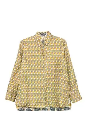 Max Mara Printed Silk Button-down Shirt - Yellow