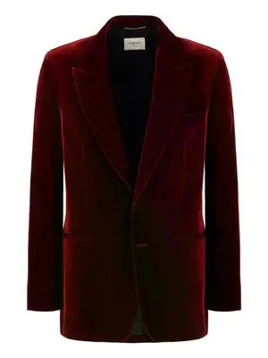 Saint Laurent Velvet Single-breasted Blazer - Red